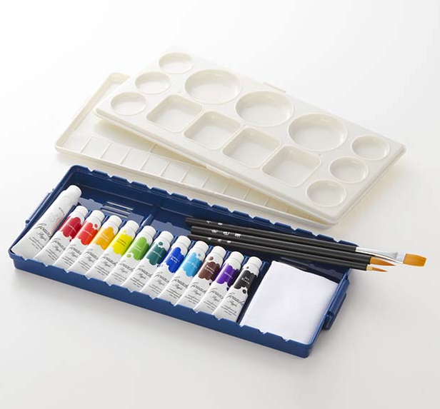 KUSAKABE Acrylic Gouache Aqyla Gouache Excel Set White with Brush, 12 ...
